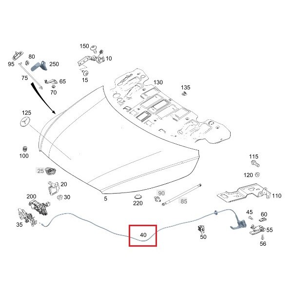 Cablu de blocare pentru deschiderea capotei, Mercedes, Compatibil cu ...