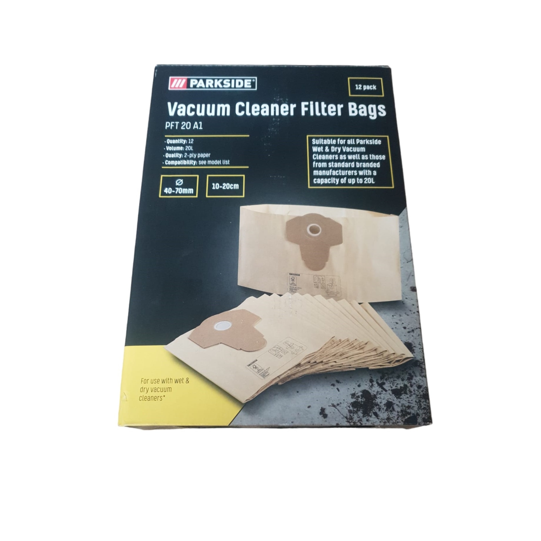 Set 12 saci de praf pentru aspiratorul Parkside (20 litri), Maro - eMAG.ro