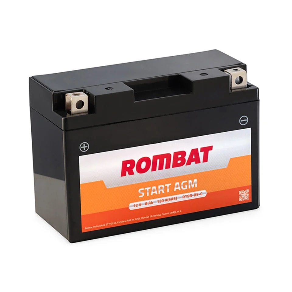 Baterie moto AGM ROMBAT RT9B-BS-C, 12V-8Ah - eMAG.ro