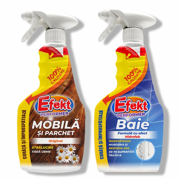 Pachet Curatenie 1+1, Efekt Performer Mobila original + Baie, 2 x 500ml ...