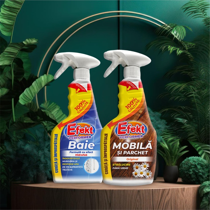 Pachet Curatenie 1+1, Efekt Performer Mobila original + Baie, 2 x 500ml ...