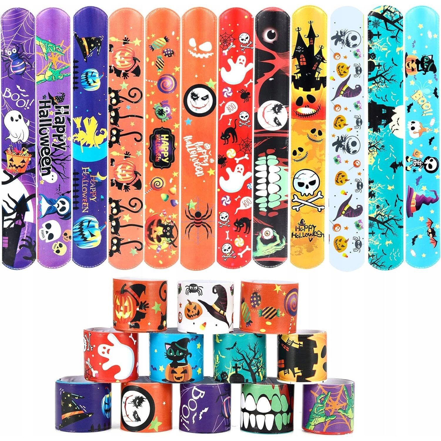 Set 48 bratari elastice Luka, Model Halloween, multicolor, 22x3cm - eMAG.ro