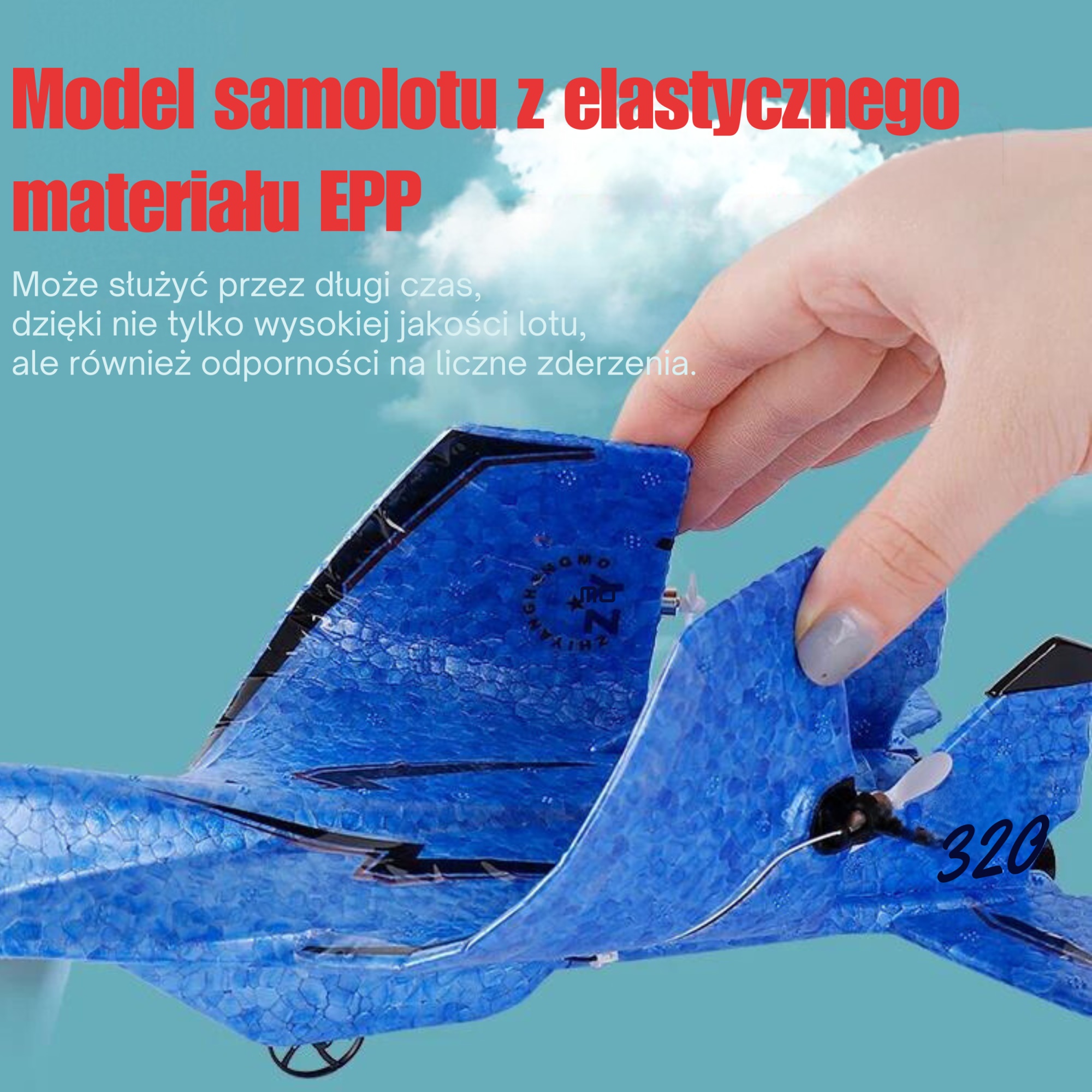 Avion cu telecomanda, Model ZY-320, Plastic, Raza 150 m, 14+, Albastru ...