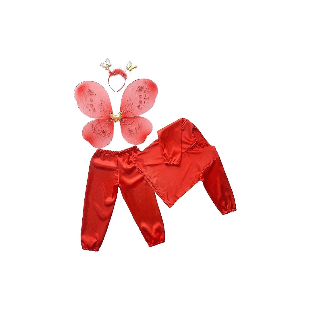 Set costum serbare copii Fluture Rosu cu aripi, 5-6 ani - eMAG.ro