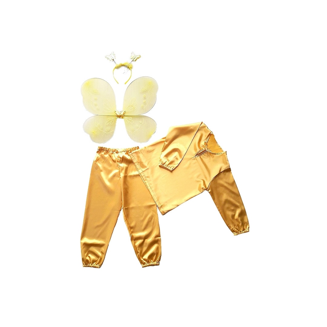 Set costum serbare copii Fluture Galben cu aripi, 5-6 ani - eMAG.ro