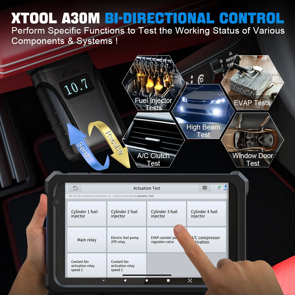 Оборудване за диагностика, Xtool, A30M, Bluetooth, 21 Functions, Black ...