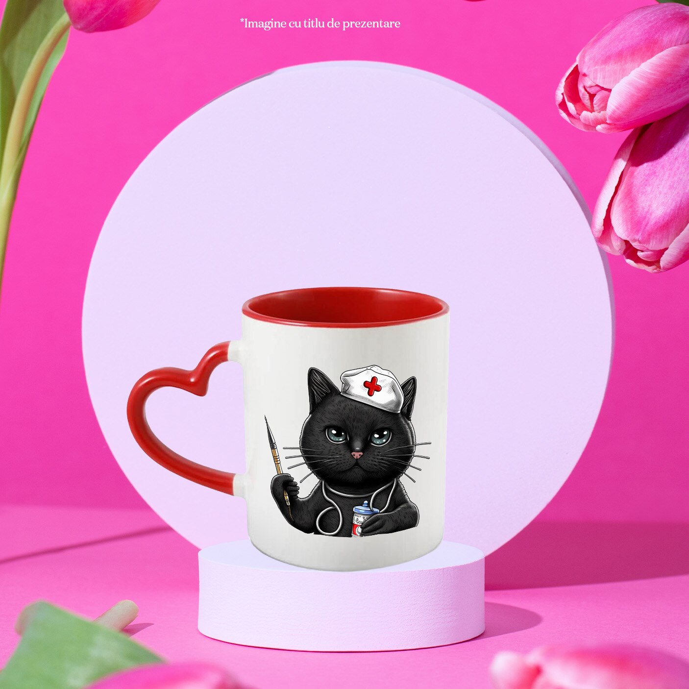 Cana cu o pisicuta neagra, ilustratie, doctorita, serioasa, prescrie ...