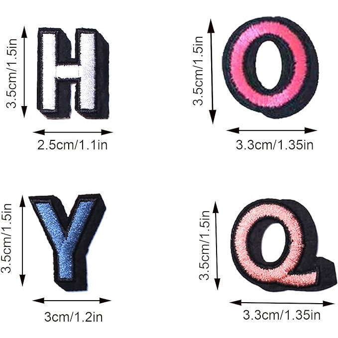 Petice model litere, Textil, 2 seturi de 26 de litere, Multicolore ...