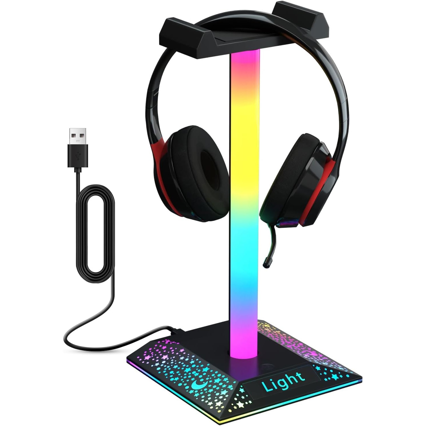Suport pentru casti gaming, Antiderapant, iluminare RGB, Negru - eMAG.ro
