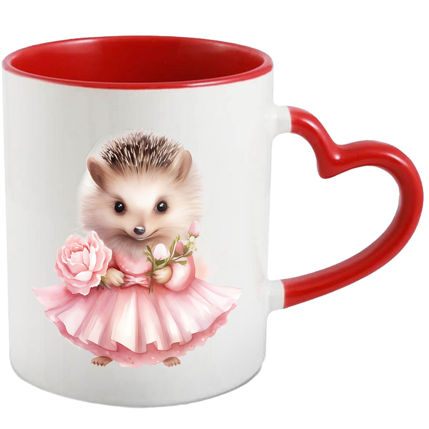 Cana cu un arici, ilustratie, rochita, roz, flori, plante, timida, in ...