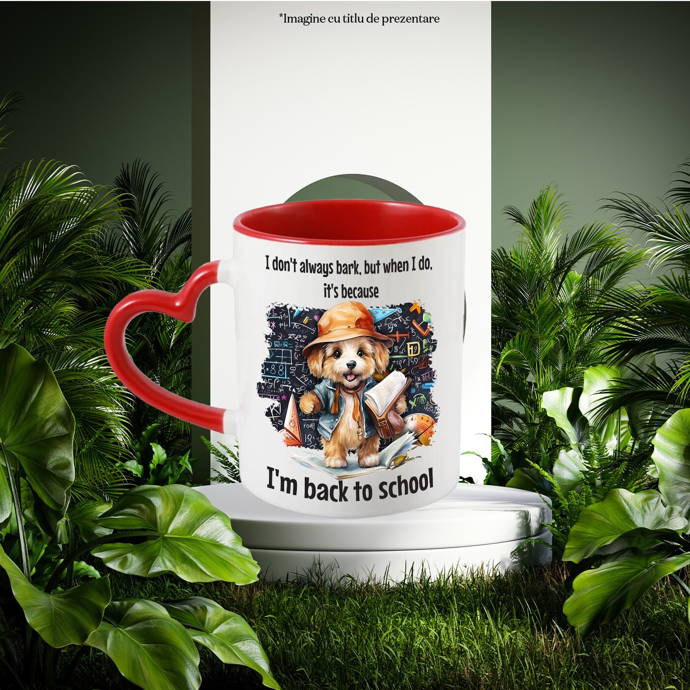 Cana cu un catel vesel care s-a intors la scoala, ilustratie, animal de ...