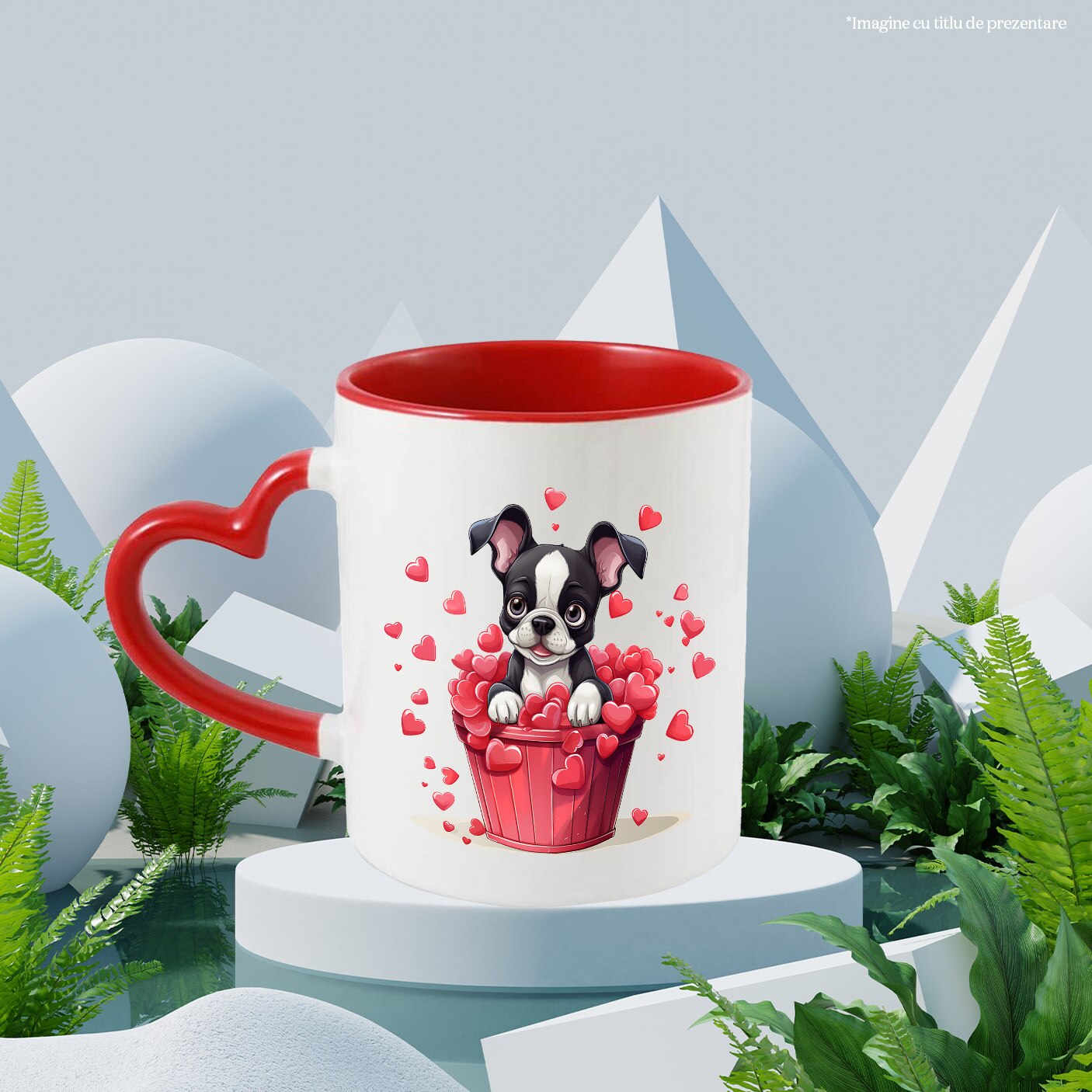 Cana cu un catelus vesel care sta intr-un cos, ilustratie, fericire, o ...