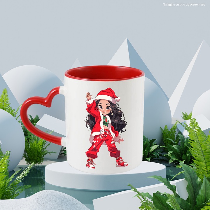 Cana cu o fata craciunita imbracata modern, ilustratie, par lung ...