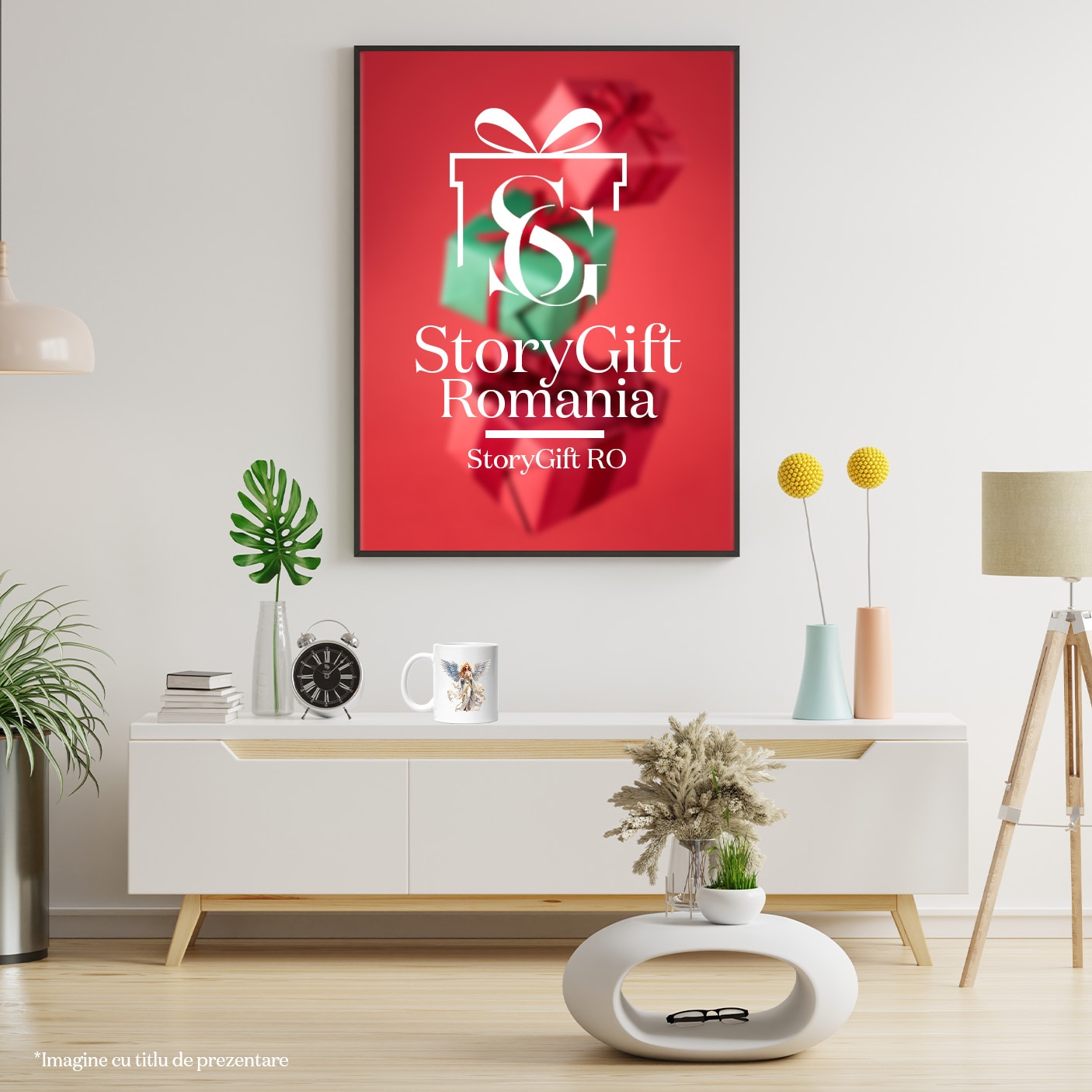 Cana cu o femeie cu aripi de inger, tine o trompeta, ilustratie, rochie ...