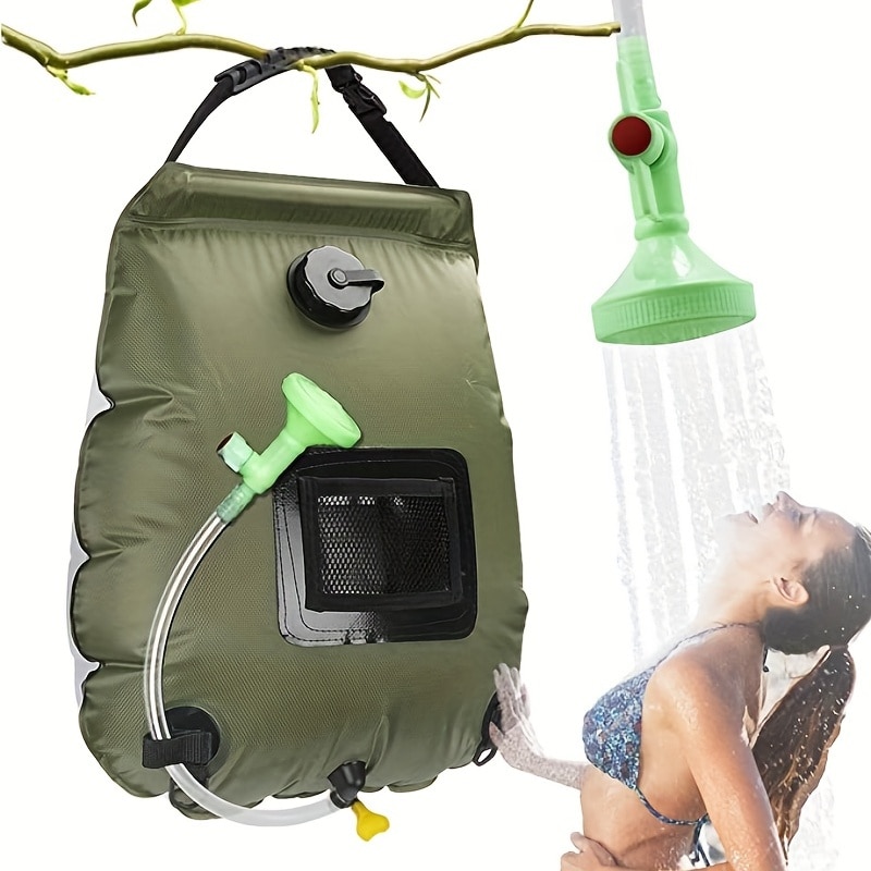 Dus portabil pentru camping, WALALLA, PVC, Termometru, 20L, Verde - eMAG.ro