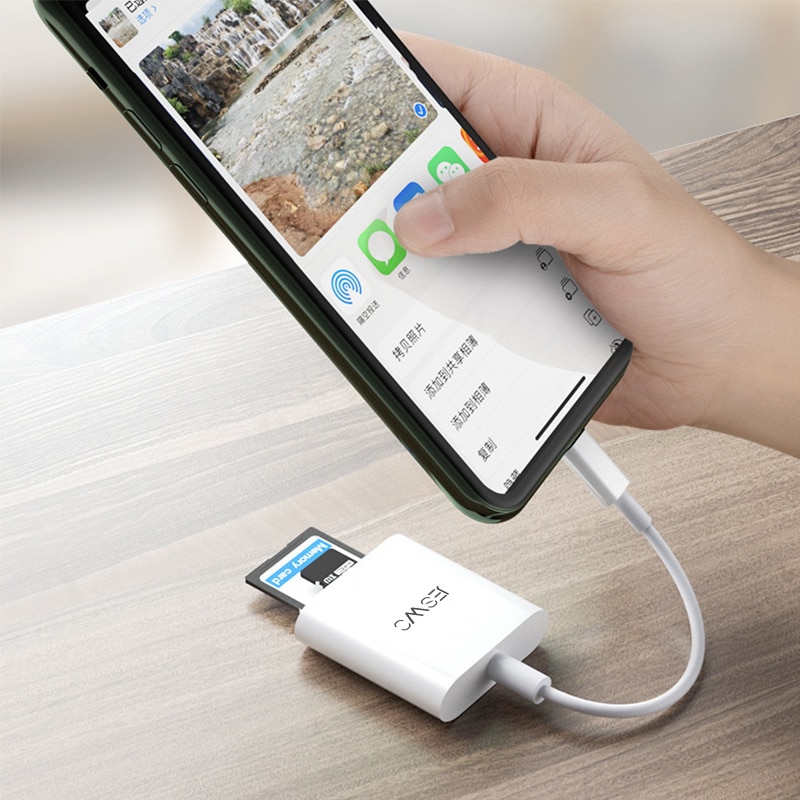 Cititor de carduri 2-in-1, JESWO®, Lightning la SD+TF, Compact si ...