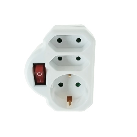Triplu stecher priza retea cu 1 x Schuko si 2 x Euro, cu intrerupator ...