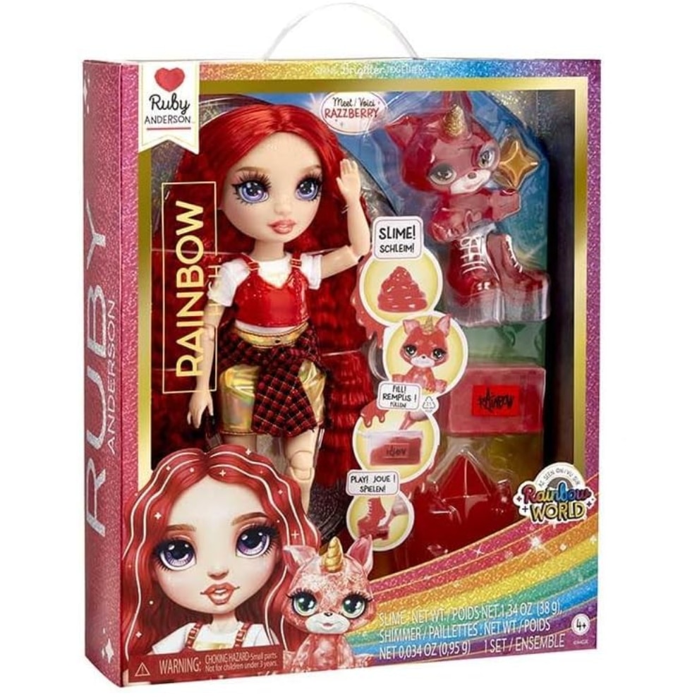 Кукла Rainbow High Fashion - Ruby Anderson (червена) с комплект Slime и домашен любимец 28 cm ...