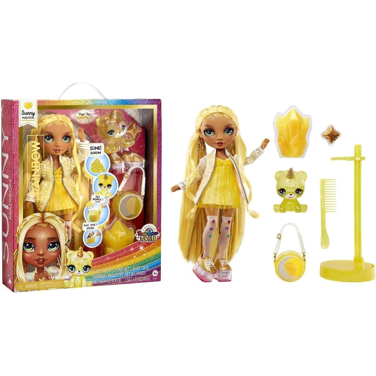 Papusa Rainbow High Fashion Doll - Sunny Madison (Galben) cu Kit Slime ...