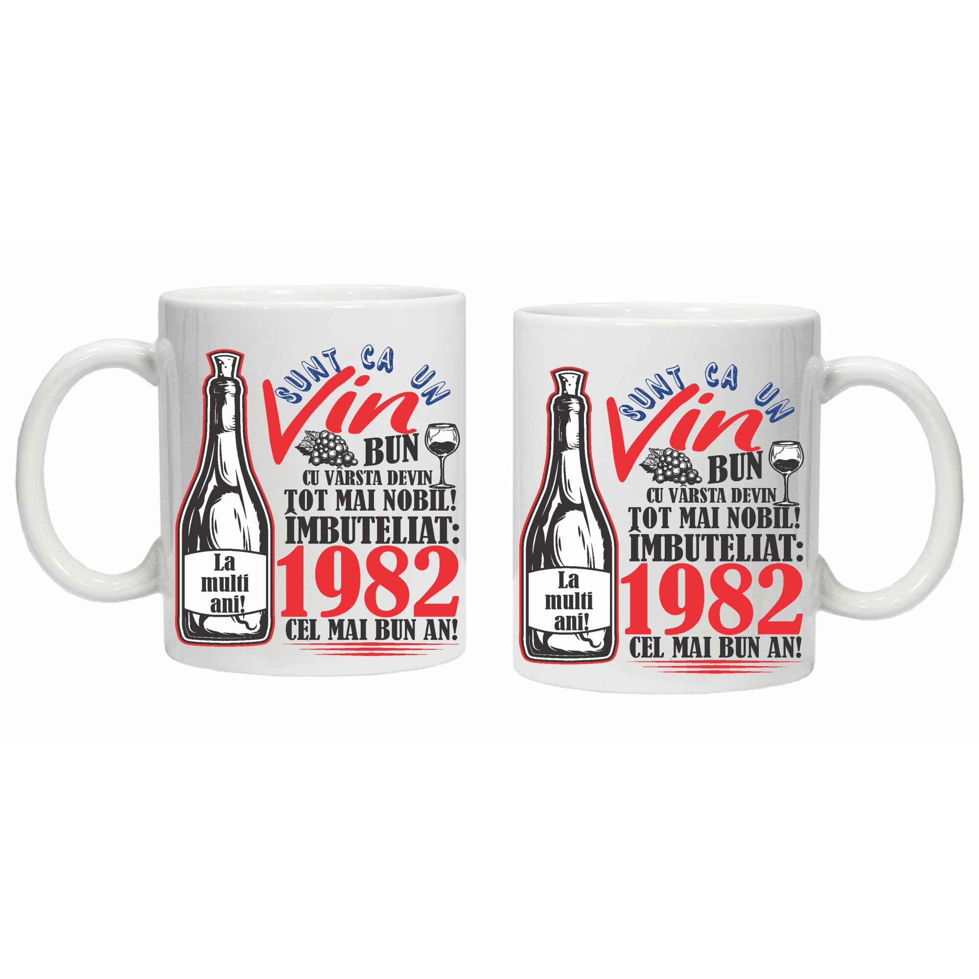 Cana personalizata "Un Vin Bun", 1982, CRD PRINT, 330ml, alba - eMAG.ro