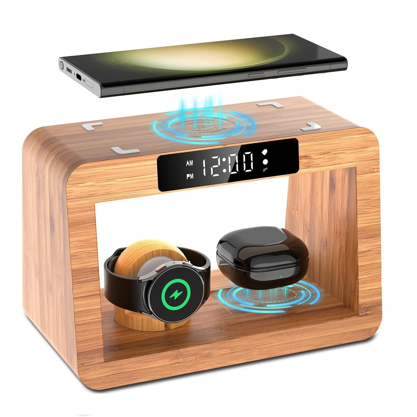 Statie de incarcare 5 in 1 TNS®, Wireless, Incarcare rapida 15W pentru ...