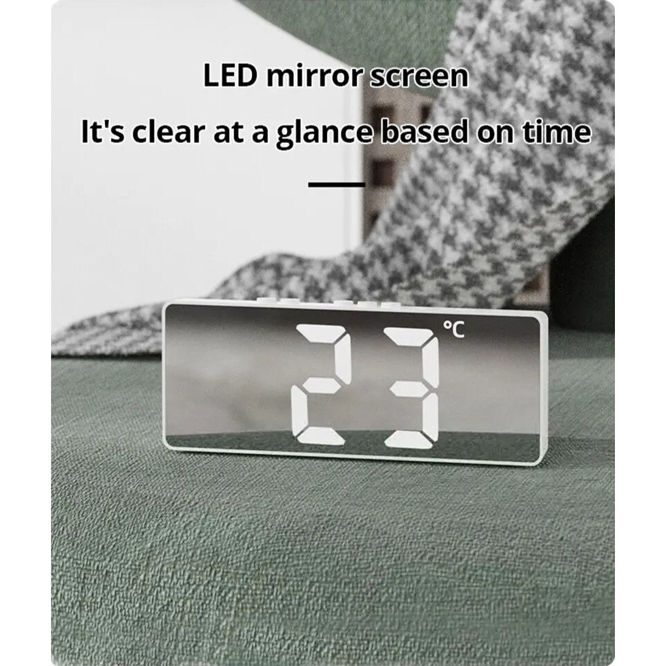 Ceas electronic de masa, afisaj digital, LED alb, cu functie de ...