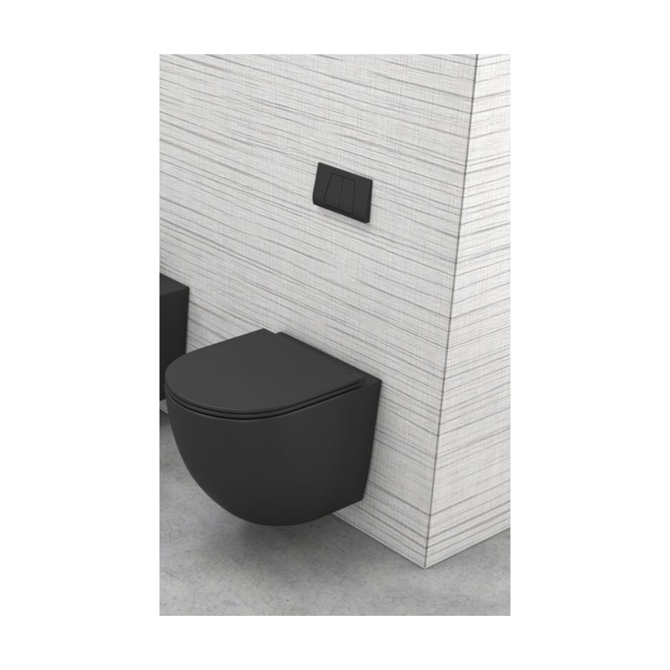 Vas Wc suspendat negru mat + capac Milos LT-046E - eMAG.ro