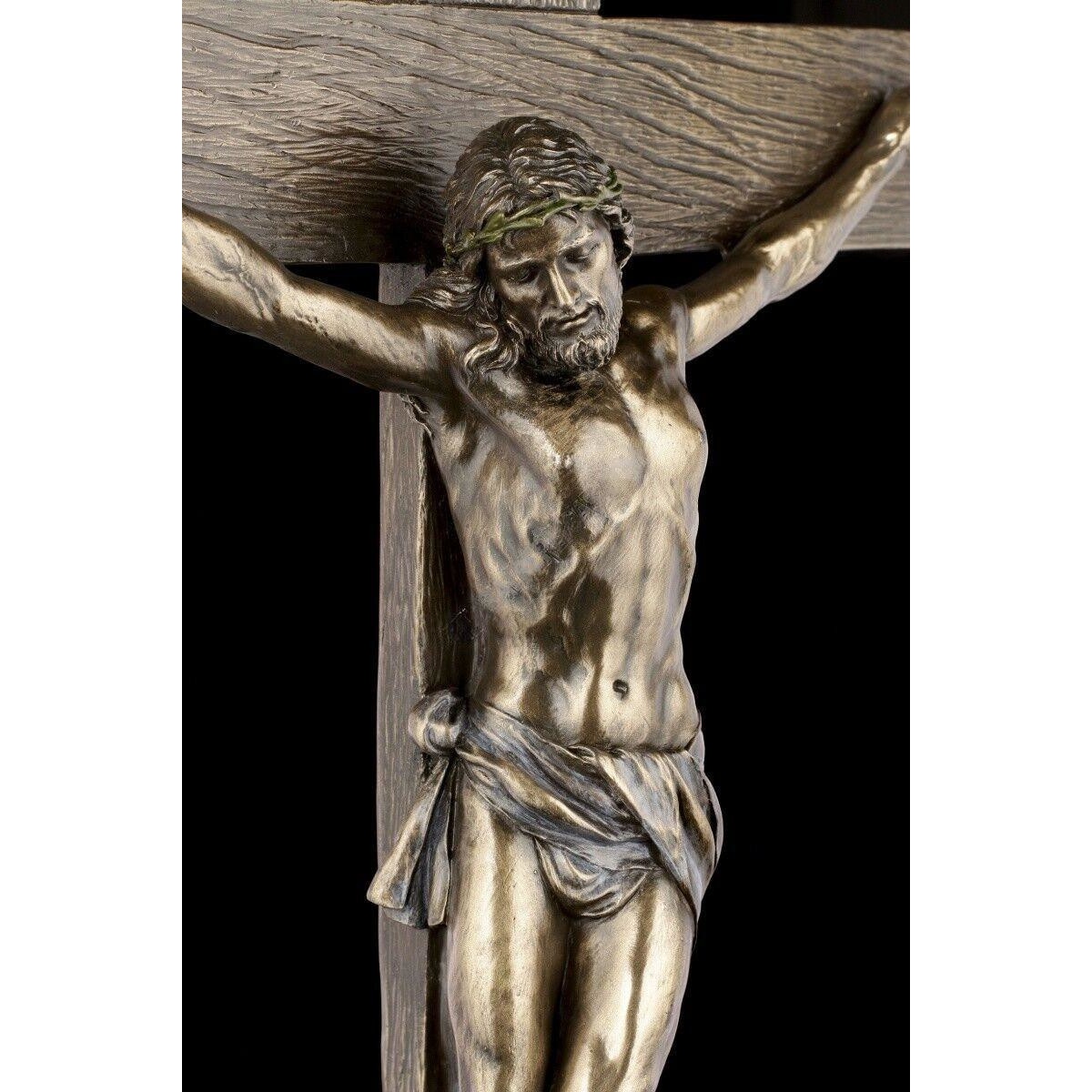 Figurina, Crucea Lui Iisus Hristos, Rasina acoperita cu bronz, 25x5 ...