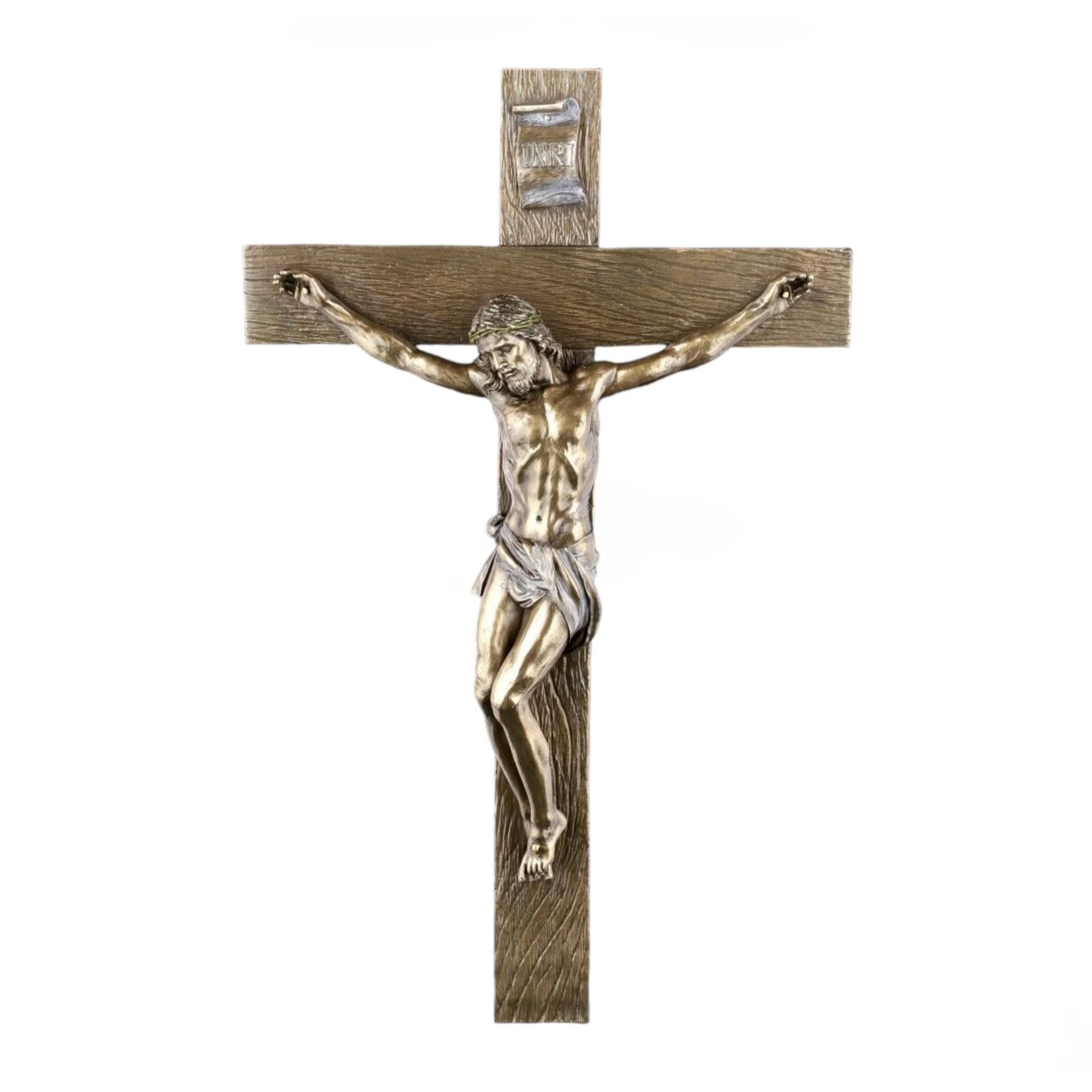 Figurina, Crucea Lui Iisus Hristos, Rasina acoperita cu bronz, 25x5 ...