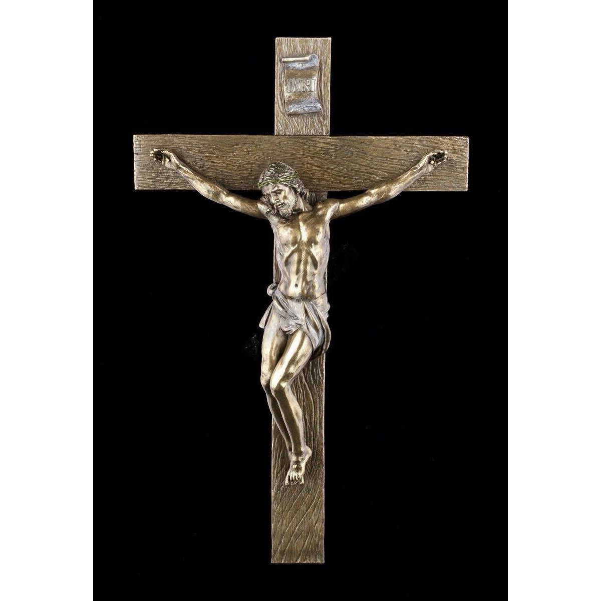 Figurina, Crucea Lui Iisus Hristos, Rasina acoperita cu bronz, 25x5 ...