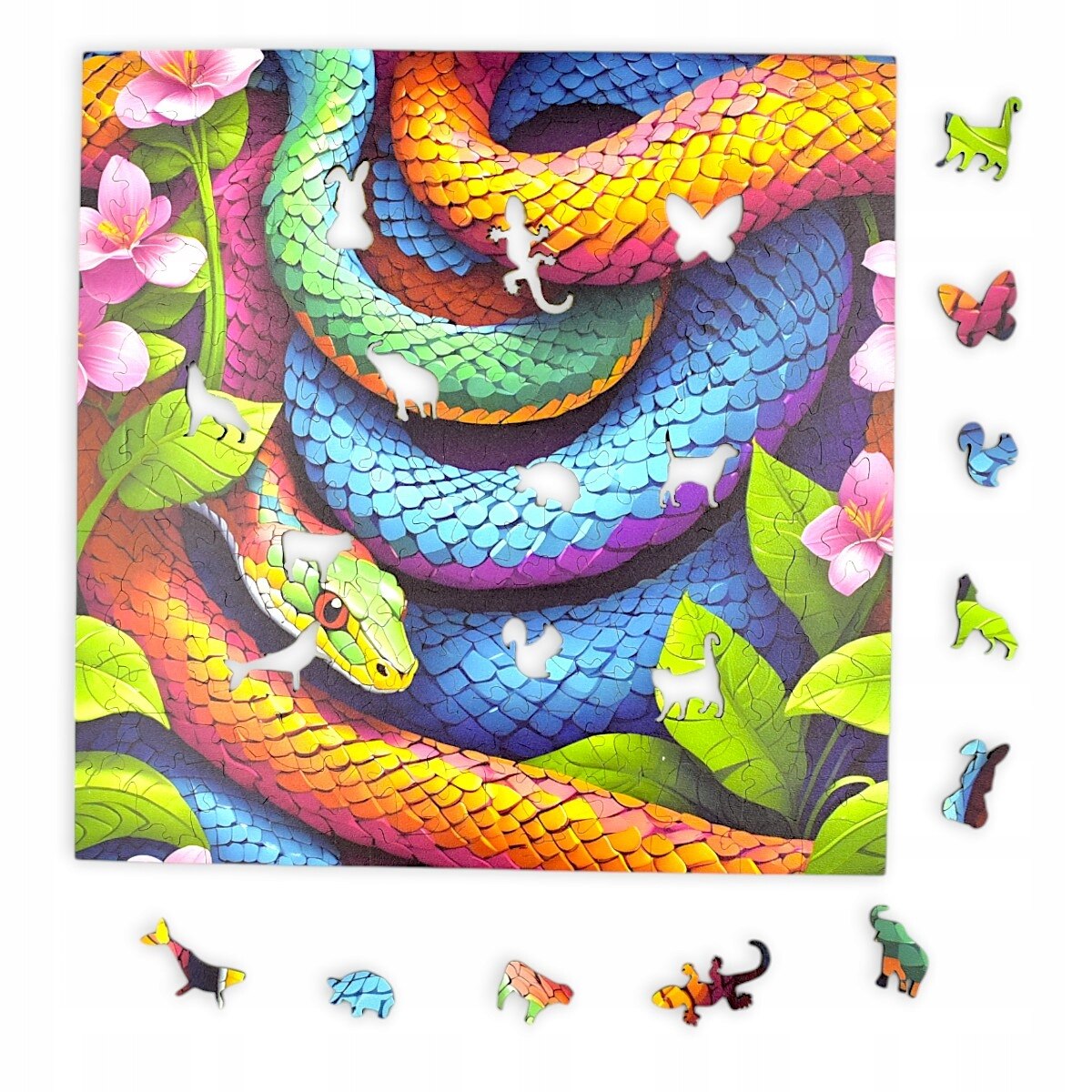 Puzzle Sarpe colorat Mruu&Pruu 25 x 25 cm 150 piese din lemn - eMAG.ro