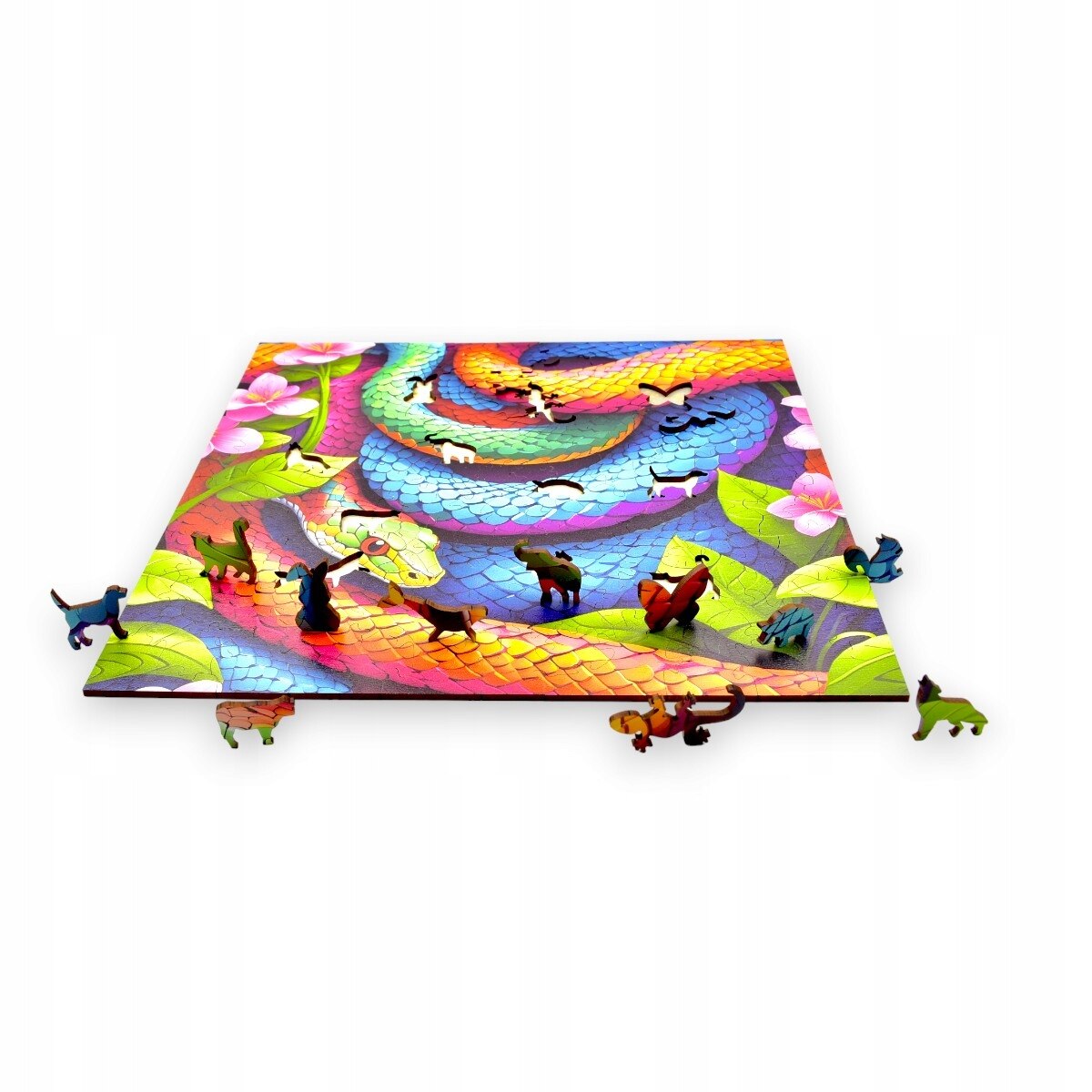 Puzzle Sarpe colorat Mruu&Pruu 25 x 25 cm 150 piese din lemn - eMAG.ro