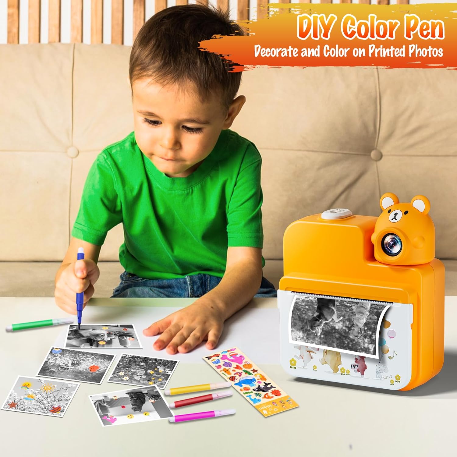 Aparat foto instant pentru copii, 14 MP, 1080P HD, ecran 3, 0 inch ...