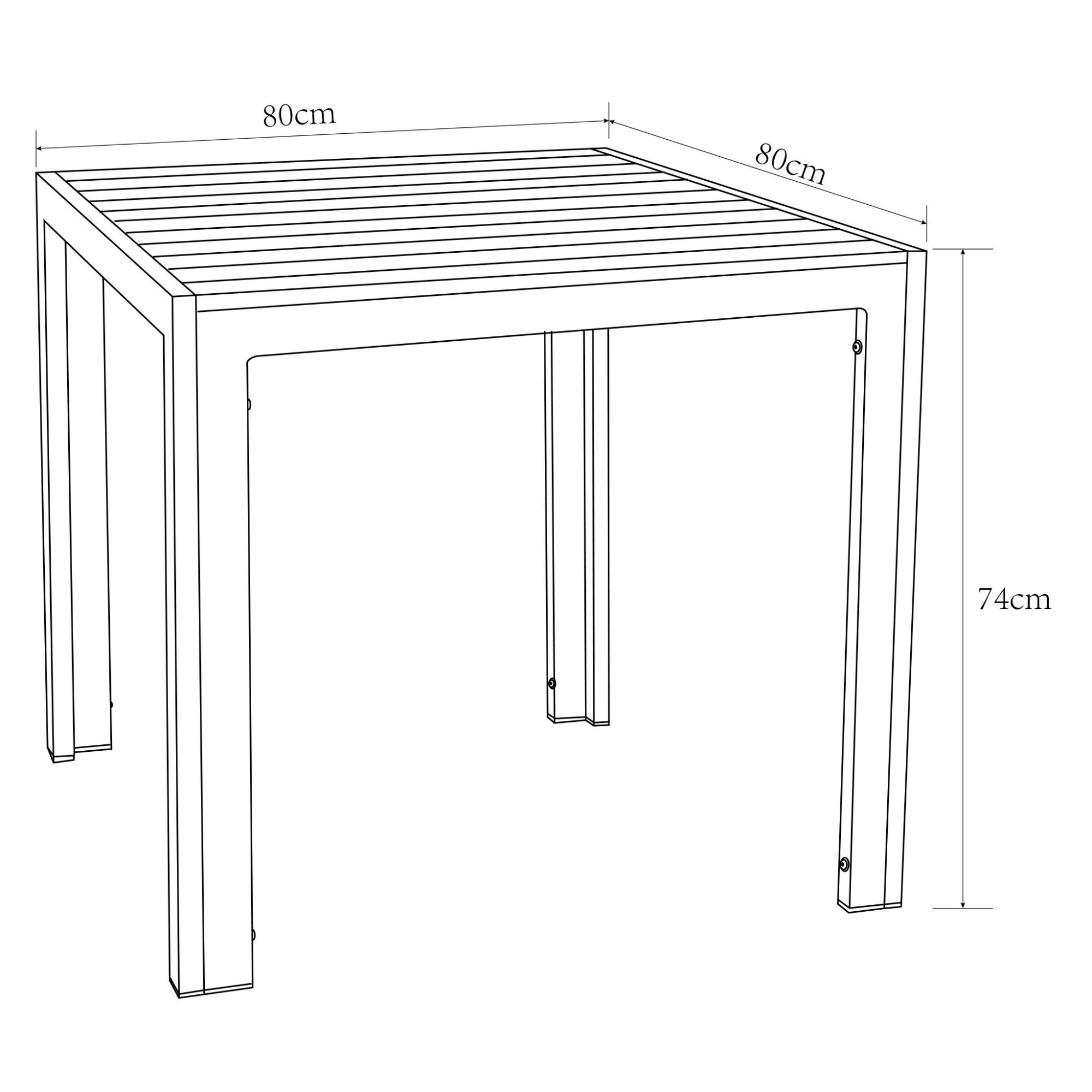 Masa patrata gradina/terasa, Maison Mex HAVEN, L.80 l.80 H.75cm, alb ...