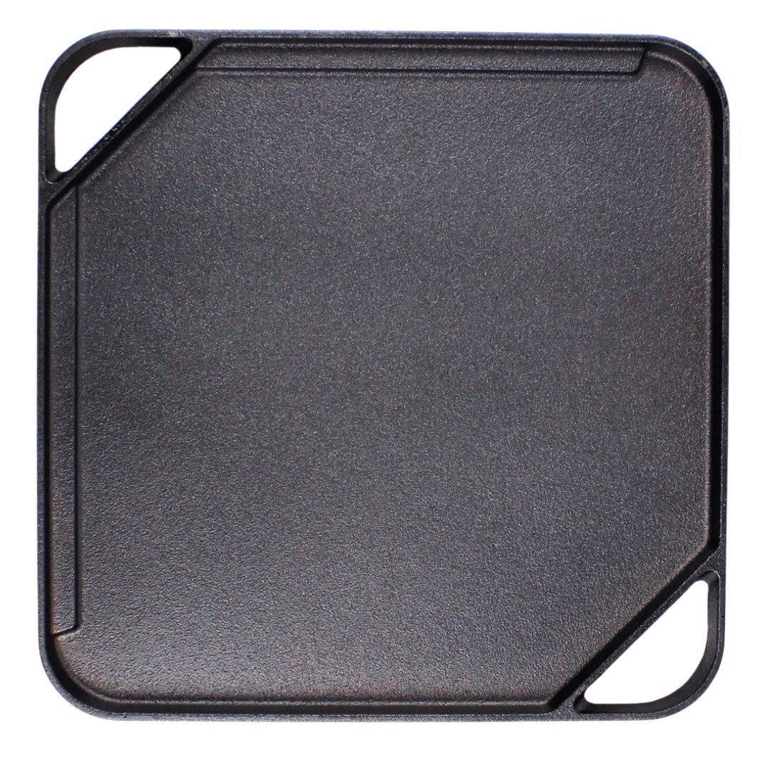 Tigaie Grill patrata din fonta pre-asezonata, Crucible Cookware, cu 2 ...