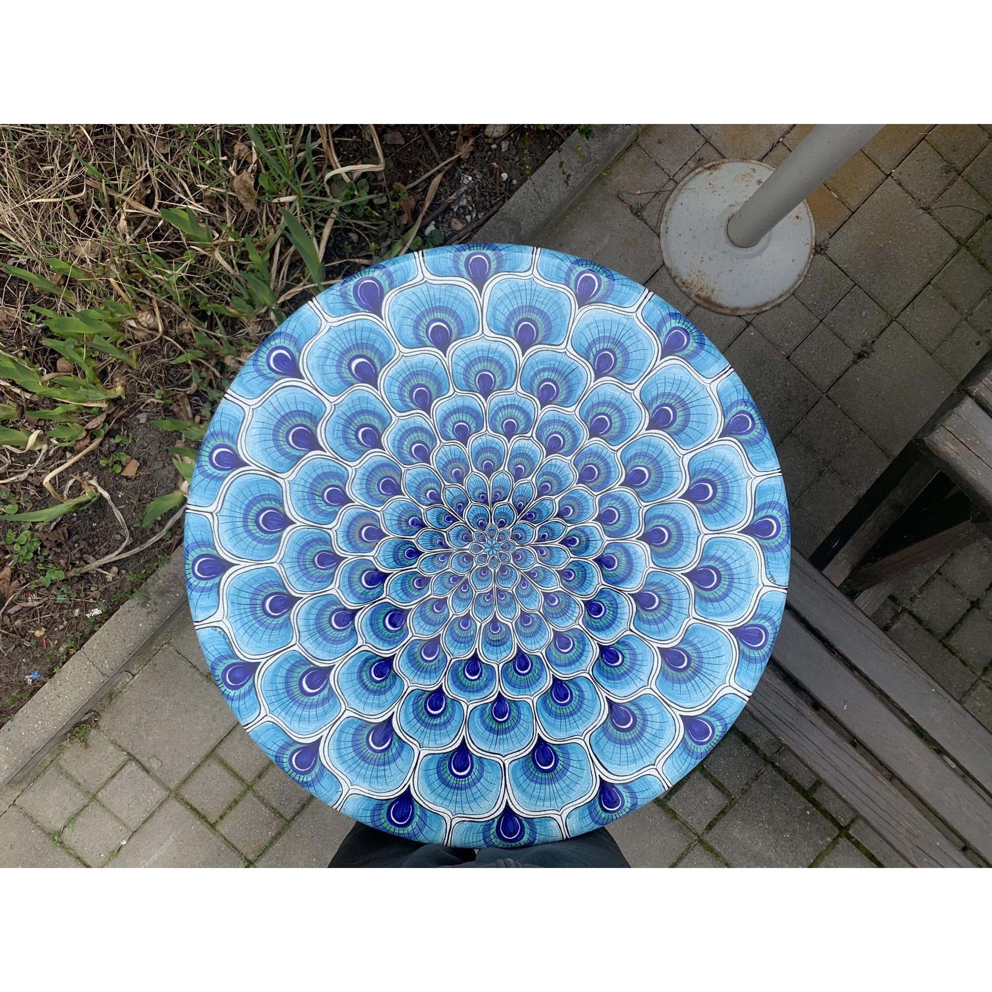 Masa ceramizata din piatra vulcanica, model Coada de Paun, Etna/Sicilia ...