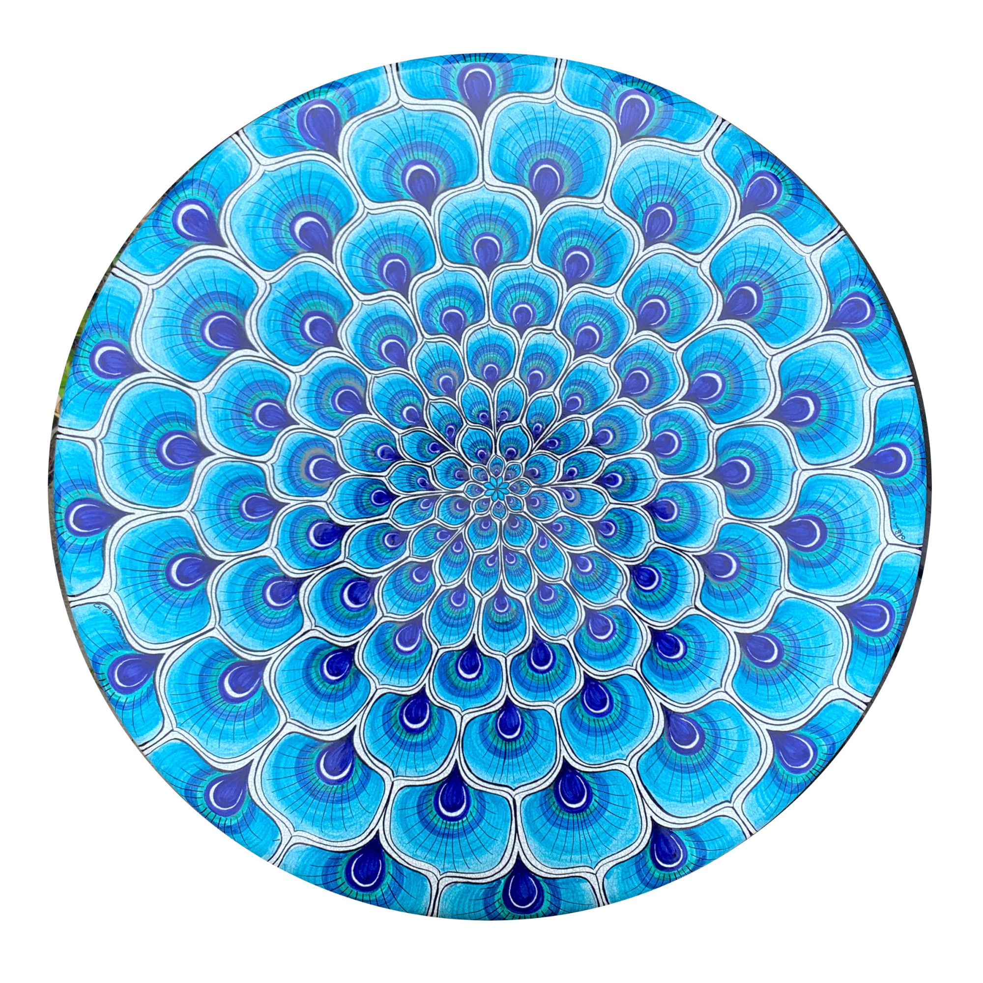 Masa ceramizata din piatra vulcanica, model Coada de Paun, Etna/Sicilia ...