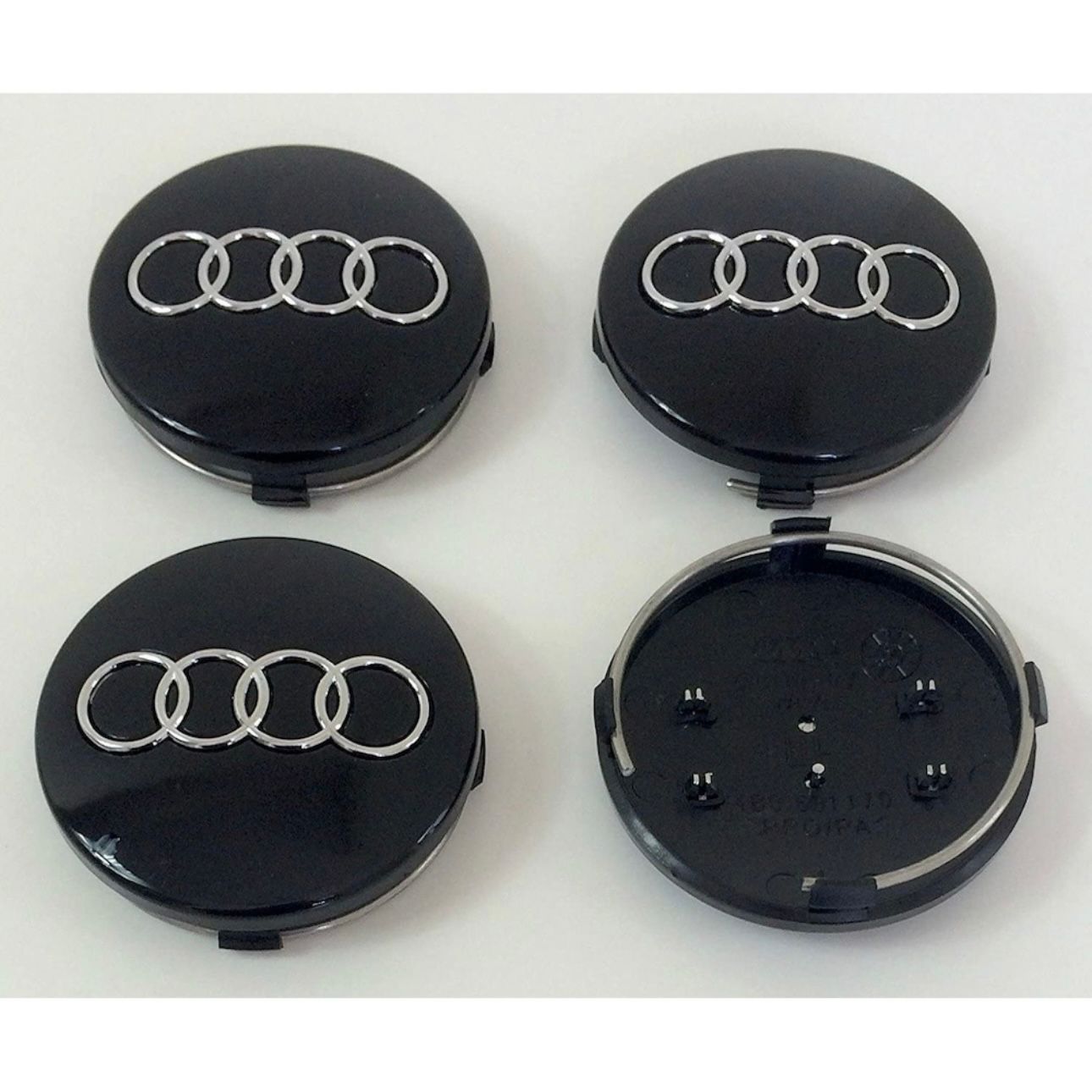 Set 4 capacele roti 60mm negre, Audi A3, A4, A5, A6, A7, A8, Q3, Q5 ...