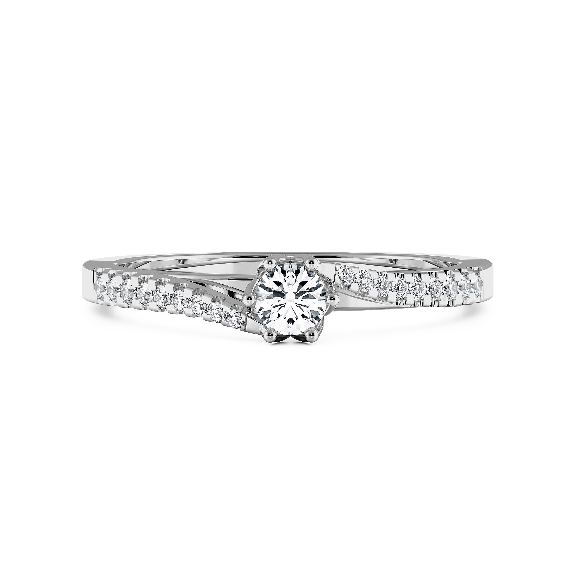 Inel de logodna, IOMICO, din Platina cu Diamante de 0.20 ct - eMAG.ro