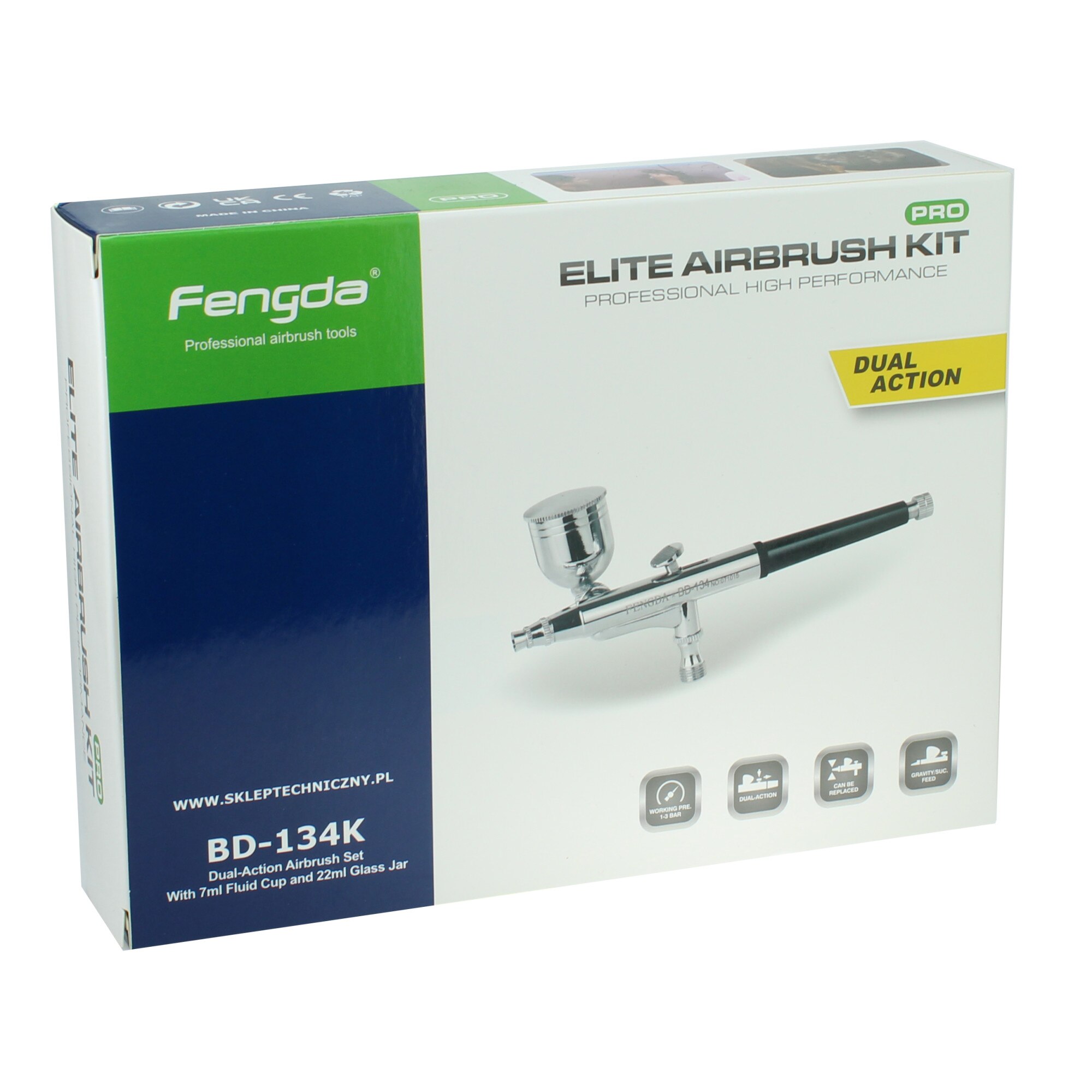 Aerograf Fengda BD-134K, dubla cu furtun si duza 0, 2mm 0, 3mm 0, 5mm ...