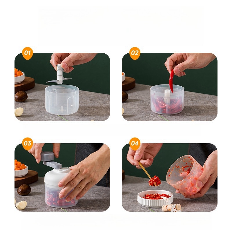 Mini tocator manual de bucatarie, Polipropilena/Inox, 250 ml, Alb - eMAG.ro