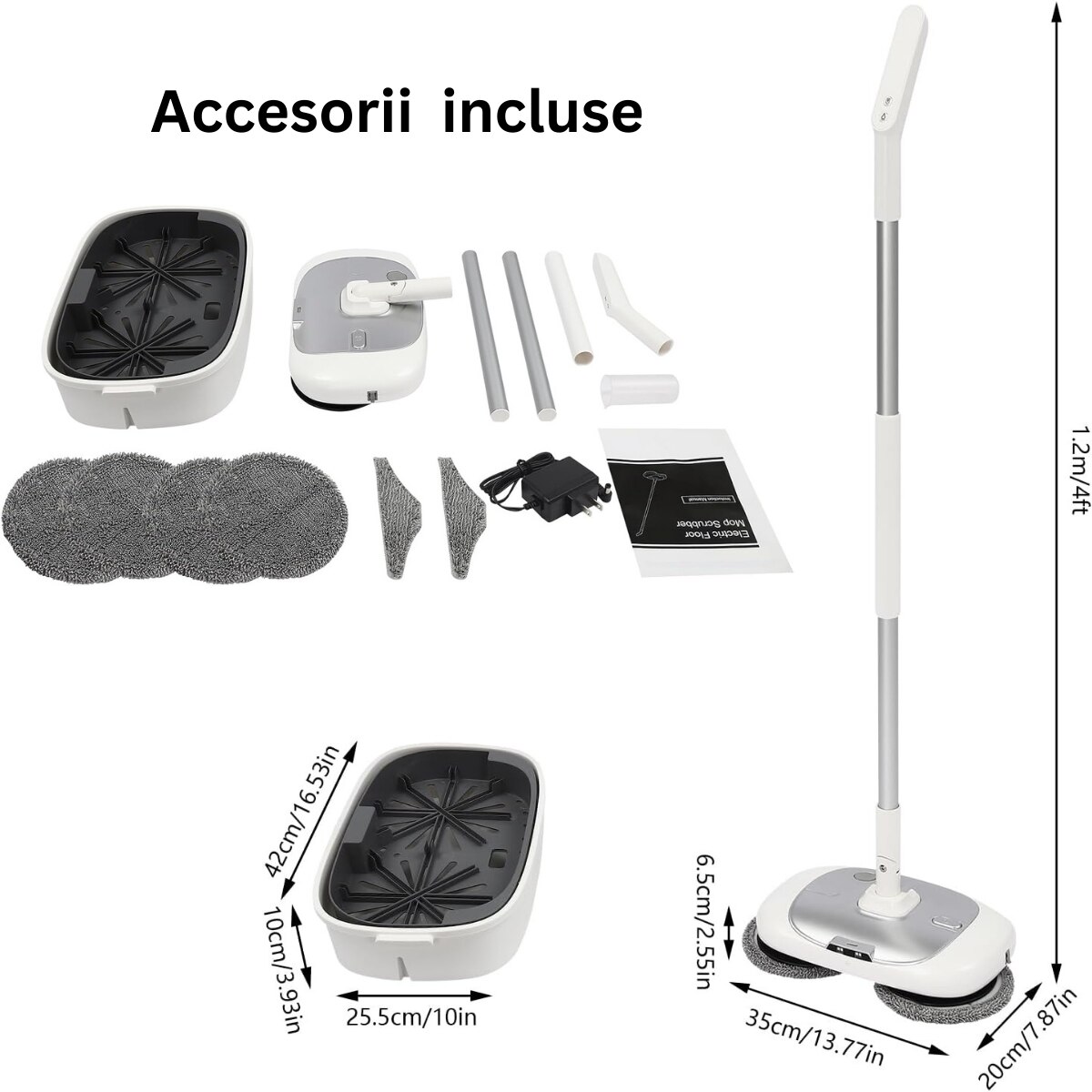 Mop electric cu jet de apa si laveta microfibra de curatare, fara fir ...