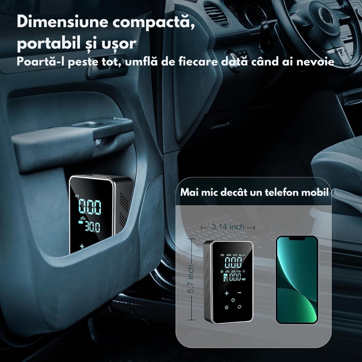 Starter auto portabil cu Compressor Multifunctional 4 in 1, Wireless cu ...