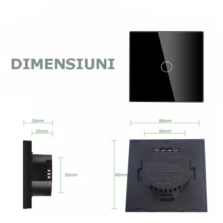 Intrerupator Lumina Cu Touch SIKS Din Sticla Securizata, De Perete ...