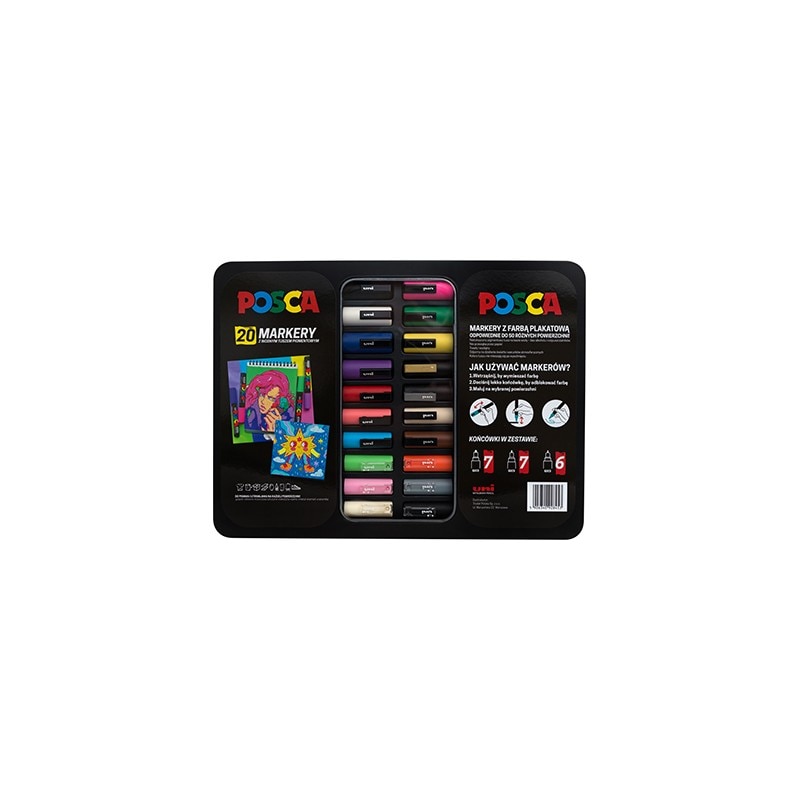 Set 20 markere cu vopsea, Posca, Universal, Multicolor - eMAG.ro