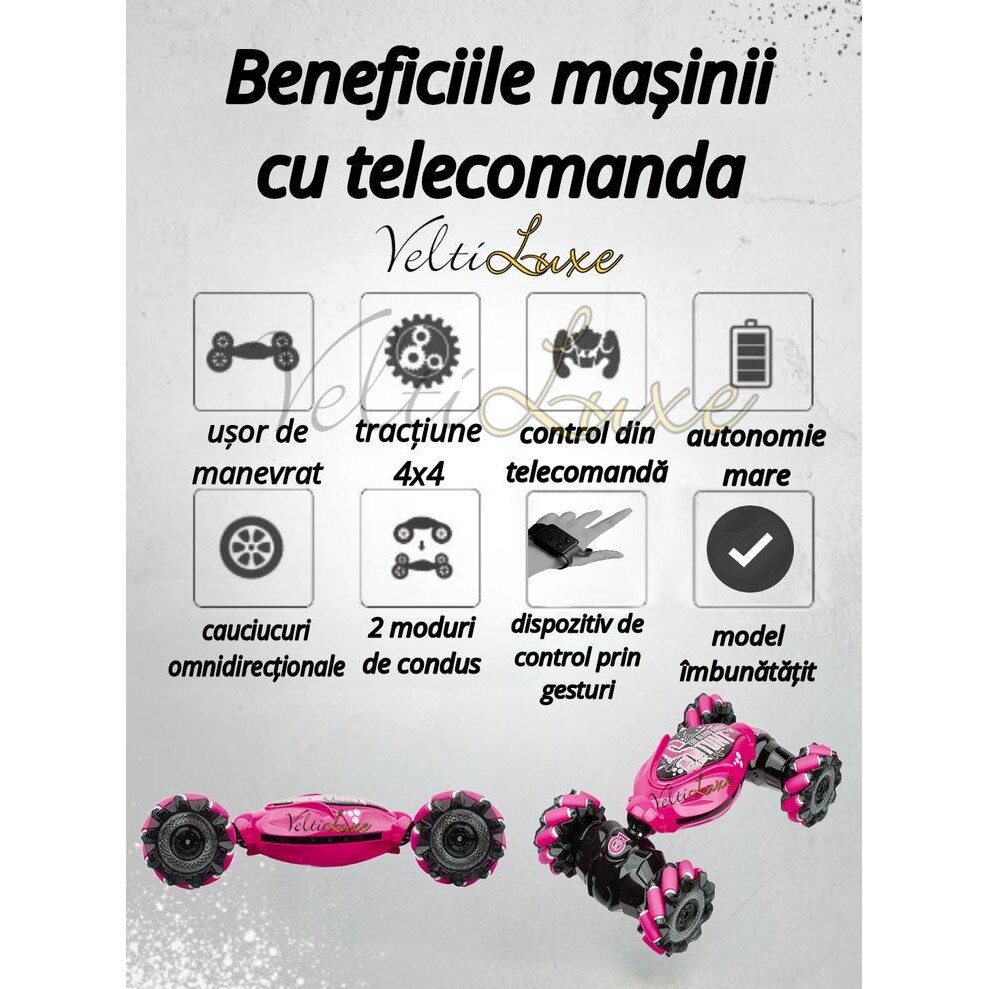 Masinuta cu telecomanda si control prin gesturi VeltiLuxe®, autonomie ...