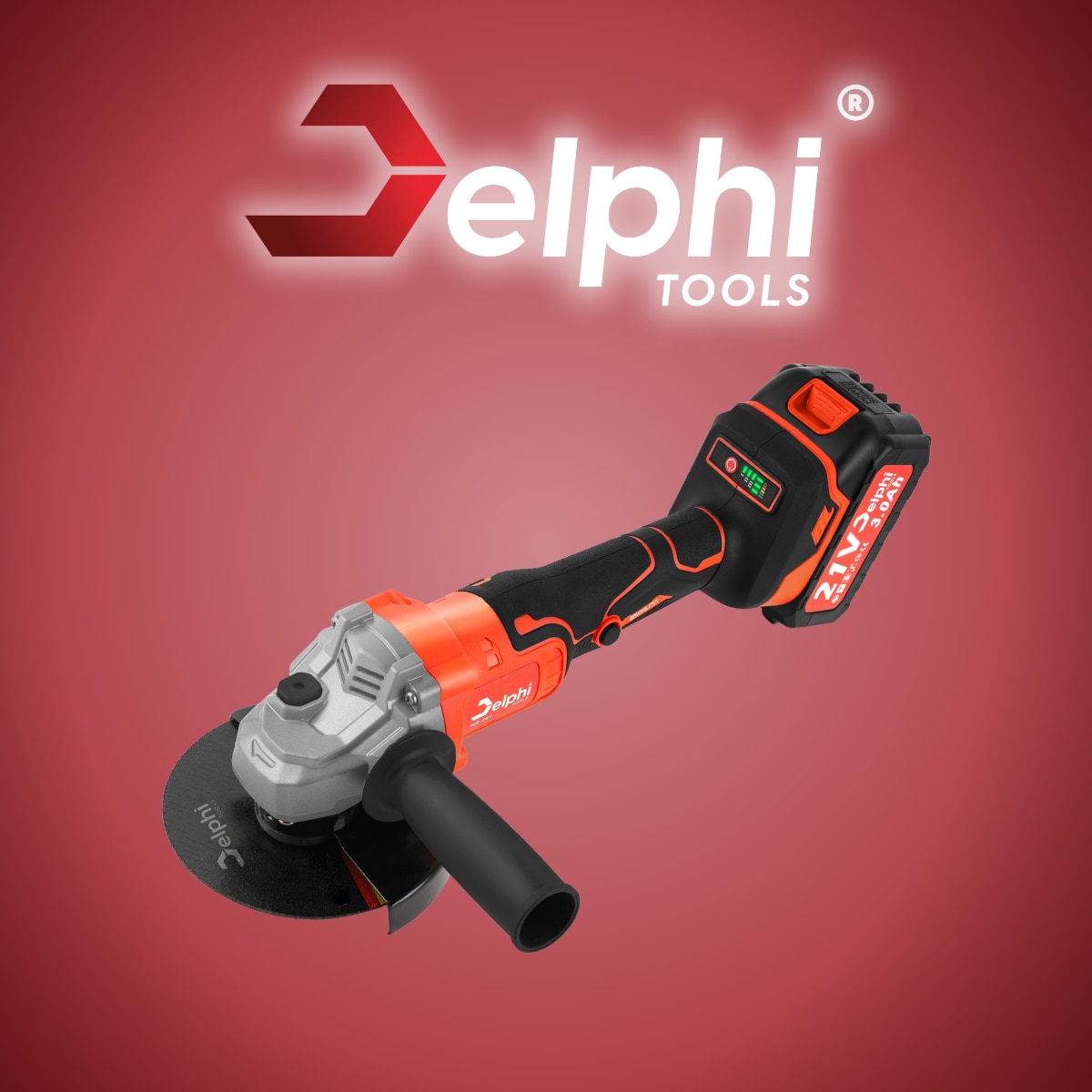 Polizor unghiular, DELPHI, flex, 1200W, 2x akku, 10000 curse/min, 21V, negru, rosu, accesorii ...