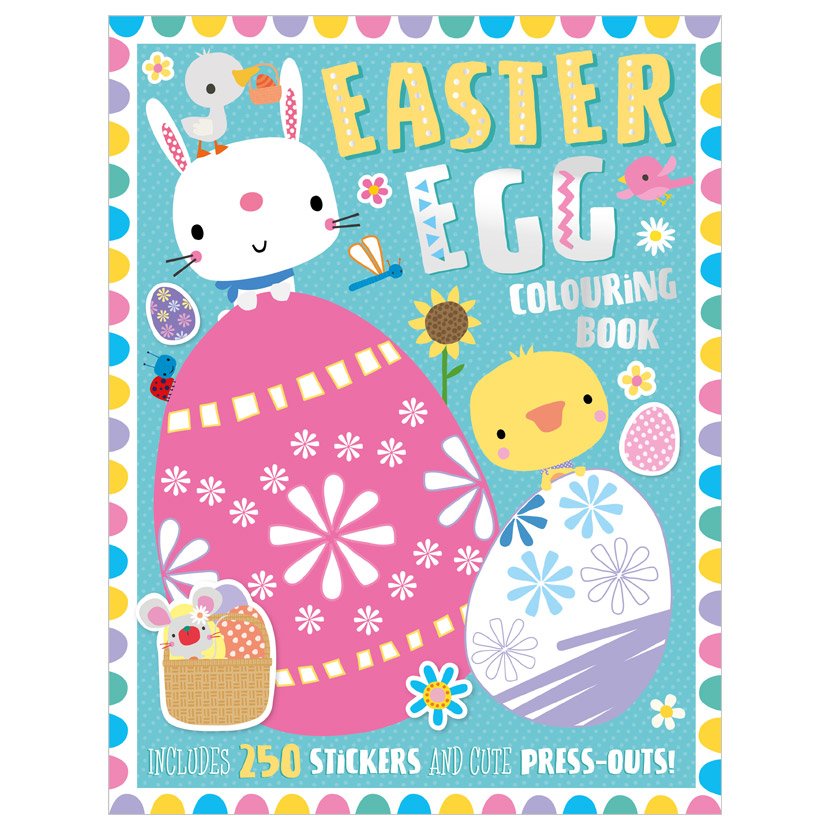 Carte de colorat cu stickere Pasti, Easter egg, make believe ideas ...
