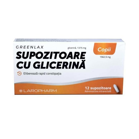 Supozitoare cu Glicerina pentru Copii Greenlax 12 bucati Laropharm ...