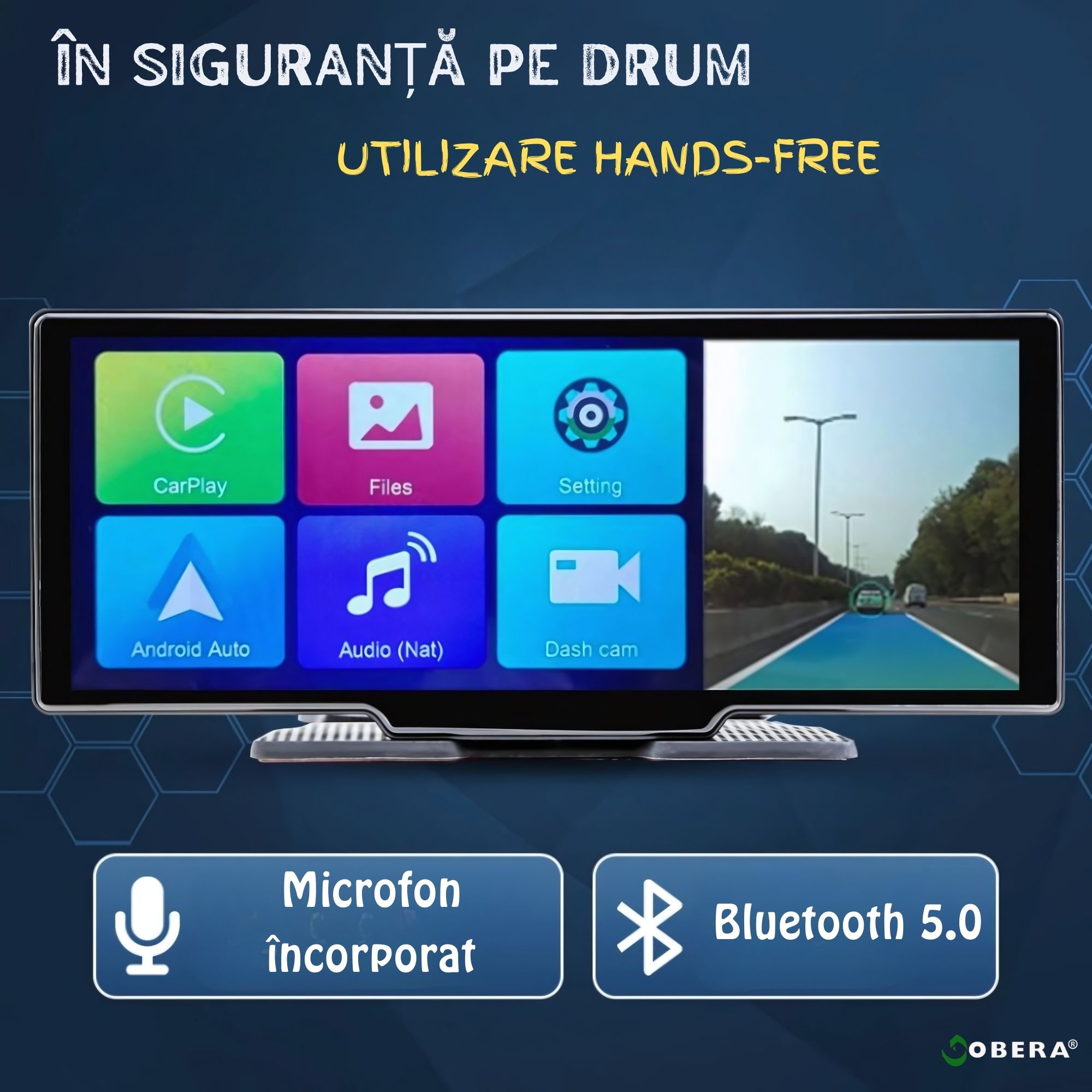 Navigatie auto Multimedia DVR 10.26 inch goBERA®, Portabila, CarPlay ...